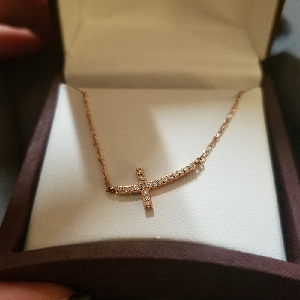 Diamond Sideways Cross Pendant - Gem